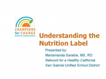 Understanding the Nutrition Label presentation | free to download