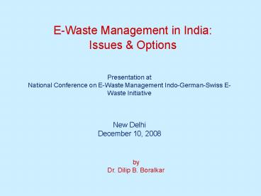 E-Waste Management in India: presentation | free to download