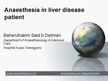PPT – Anaesthesia in liver disease patient PowerPoint presentation ...