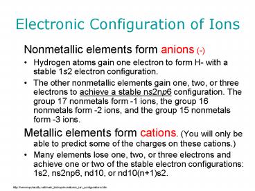 Electronic Configuration of Ions presentation | free to download