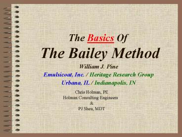 PPT – The Basics Of The Bailey Method PowerPoint presentation | free to ...