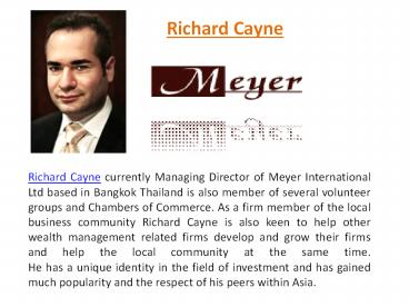 Richard Cayne Meyer presentation | free to download