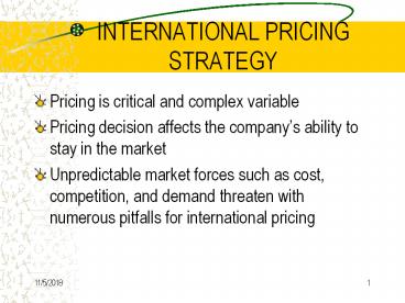 INTERNATIONAL PRICING STRATEGY presentation | free to view