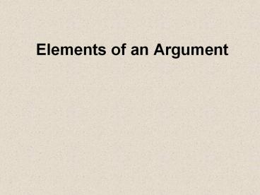 Elements of an Argument presentation | free to download