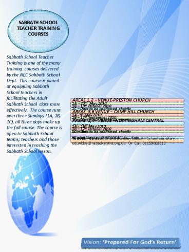 Sabbath School Teacher Training is one of the many training courses ...