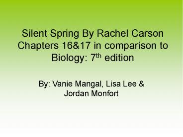 Silent Spring By Rachel Carson Chapters 16 presentation | free to download