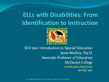 ELLs with Disabilities: From Identification to Instruction presentation ...