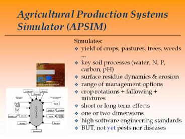 Agricultural Production Systems Simulator (APSIM) presentation | free ...