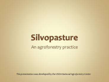 Silvopasture presentation | free to view