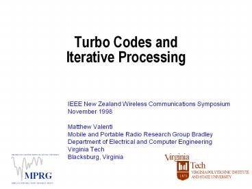 PPT – Turbo Codes and Iterative Processing PowerPoint presentation ...