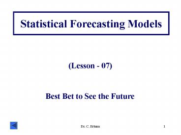 PPT – Statistical Forecasting Models PowerPoint presentation | free to ...