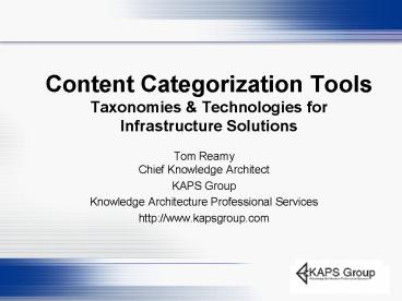 PPT – Content Categorization Tools Taxonomies PowerPoint presentation ...