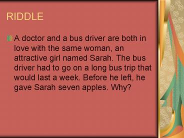 RIDDLE presentation | free to view