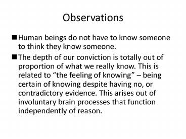 PPT – Observations PowerPoint presentation | free to download - id ...