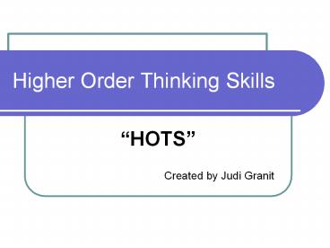 Higher Order Thinking Skills presentation | free to download