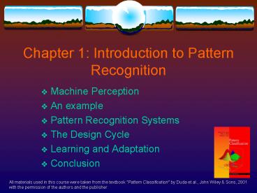 Chapter 1: Introduction to Pattern Recognition presentation | free to view
