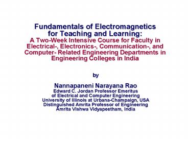 PPT – Fundamentals of Electromagnetics for Teaching and Learning: A Two ...