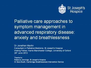 Palliative care approaches to symptom management in advanced ...