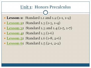 Unit 1: Honors Precalculus presentation | free to download