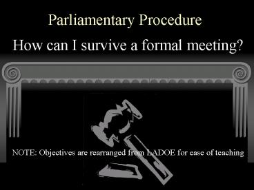 PPT – Parliamentary Procedure PowerPoint presentation | free to view ...