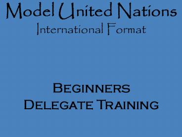 Model United Nations presentation | free to view