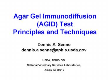 Agar Gel Immunodiffusion (AGID) Test Principles and Techniques ...