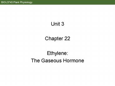 BIOL3745 Plant Physiology presentation | free to view