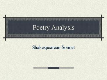 Poetry Analysis presentation | free to view