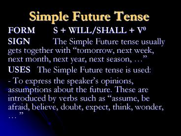 Simple Future Tense presentation | free to download