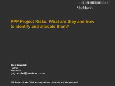 PPP Project Risks: What are they and how to identify and allocate them ...