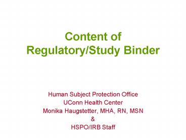 PPT – Content of Regulatory/Study Binder PowerPoint presentation | free ...