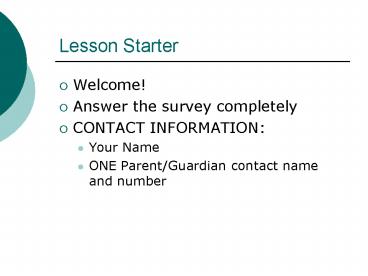 Lesson Starter presentation | free to download