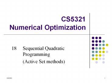 CS5321 Numerical Optimization presentation | free to download