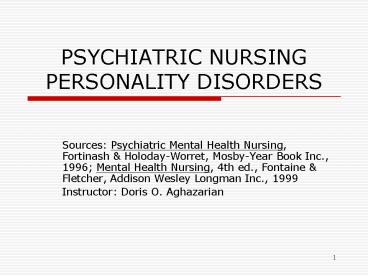 PSYCHIATRIC NURSING PERSONALITY DISORDERS presentation | free to view