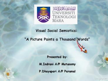 Visual Social Semiotics: presentation | free to view