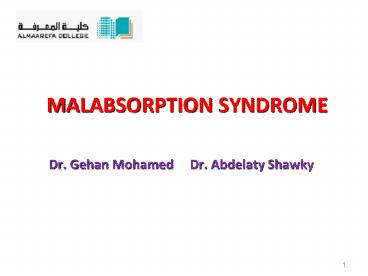MALABSORPTION SYNDROME presentation | free to view