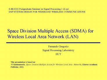 Space Division Multiple Access (SDMA) for Wireless Local Area Network ...