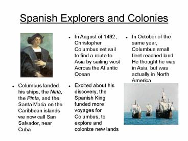 Spanish Explorers and Colonies presentation | free to view