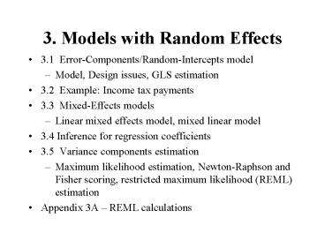 PPT – 3. Models with Random Effects PowerPoint presentation | free to ...