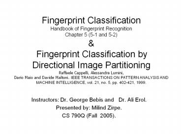 PPT – Instructors: Dr. George Bebis and Dr. Ali Erol. PowerPoint ...