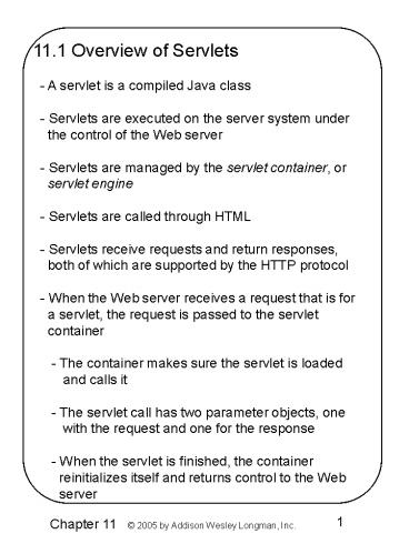 PPT – 11.1 Overview of Servlets PowerPoint presentation | free to ...