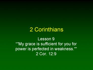 2 Corinthians presentation | free to view