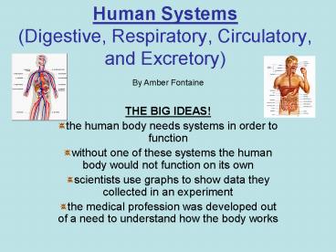 Human Systems (Digestive, Respiratory, Circulatory, and Excretory ...