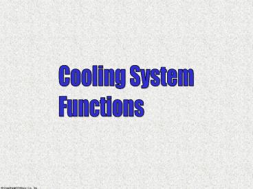 Cooling System presentation | free to view