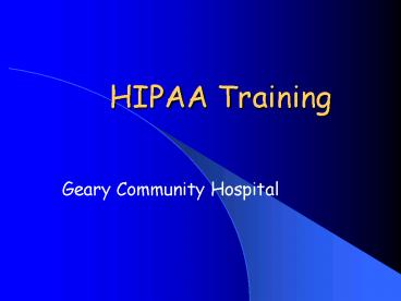 HIPAA Training presentation | free to view