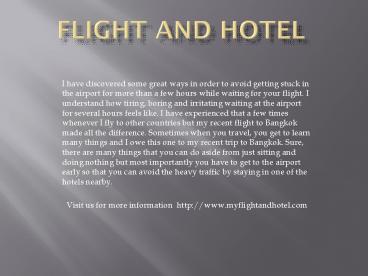 PPT – Flight And Hotel PowerPoint presentation | free to download - id ...