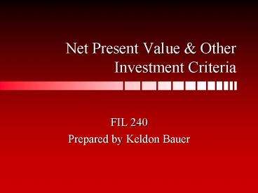 Net Present Value presentation | free to view