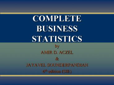 COMPLETE BUSINESS STATISTICS presentation | free to view