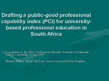Drafting a public-good professional capability index (PCI) for ...