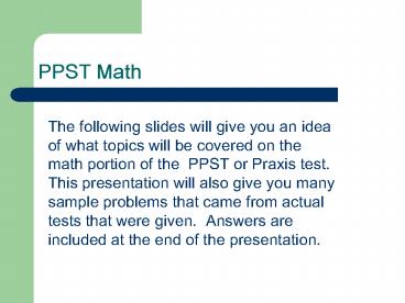 PPST Math presentation | free to download